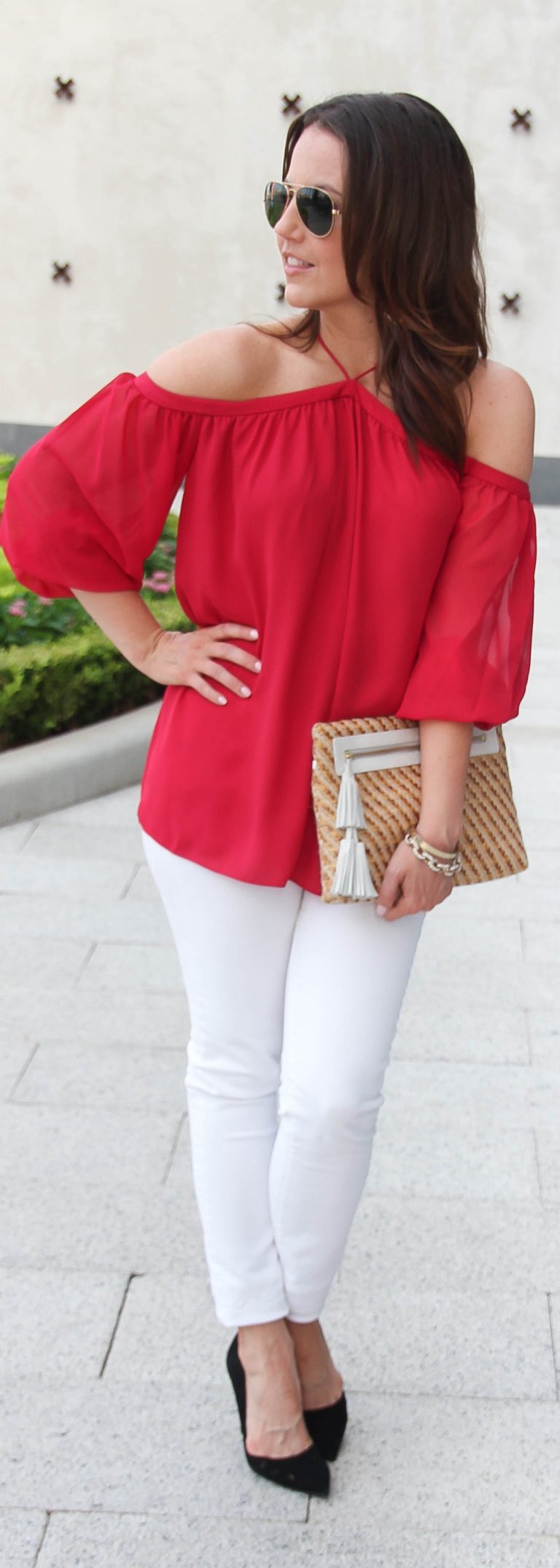 Red Off the Shoulder Blouse | Lady in Violet, Houston Fashion Blogger ...