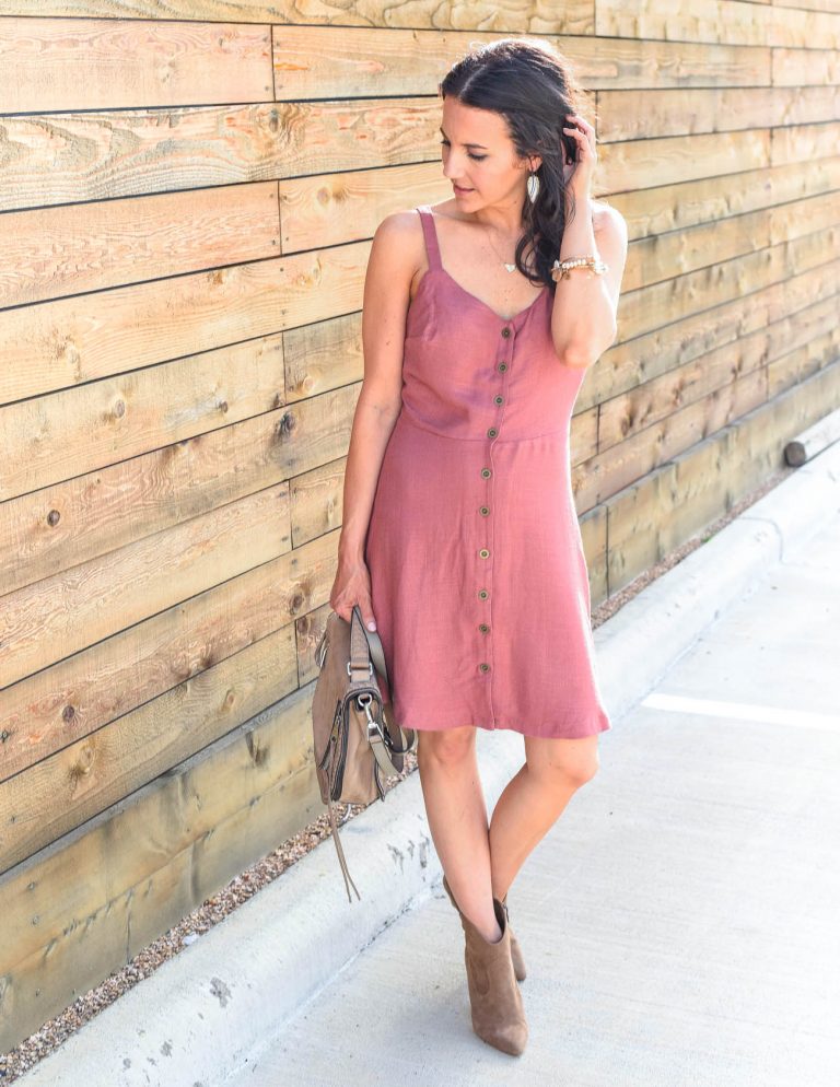 Pink Button Front Dress | Lady in Violet | Houston Fashion Blogger ...