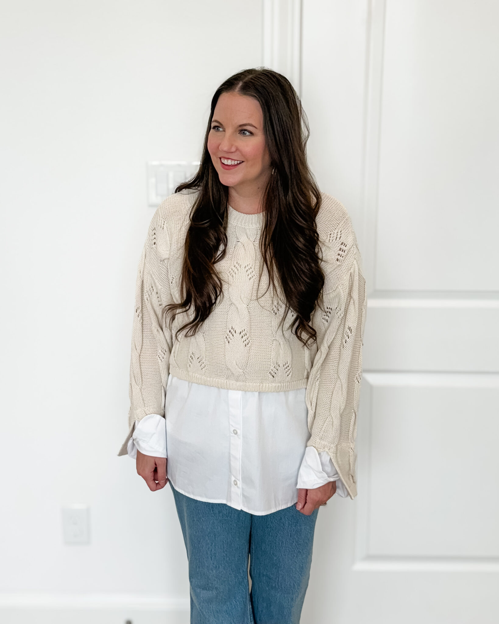 Pilcro Cable Twofer Sweater - Lady in VioletLady in Violet